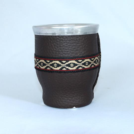 Pot à maté en verre et cuir